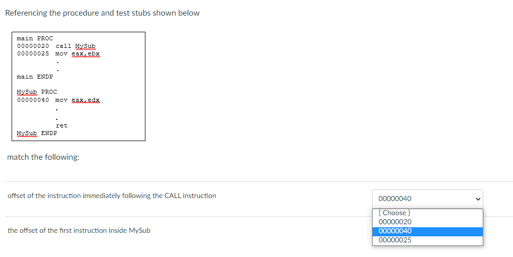 Solved Referencing the procedure and test stubs shown below | Chegg.com