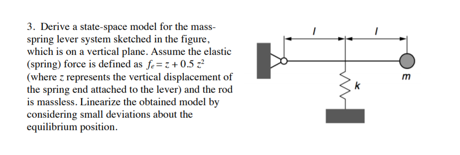 Solved 3. Derive a state-space model for the mass- spring | Chegg.com