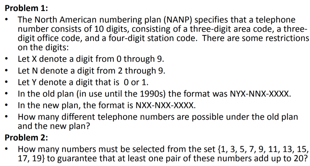 Problem 1: The North American numbering plan (NANP) | Chegg.com