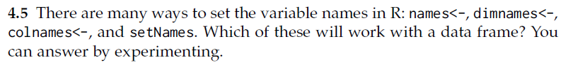 4.5 There are many ways to set the variable names in | Chegg.com