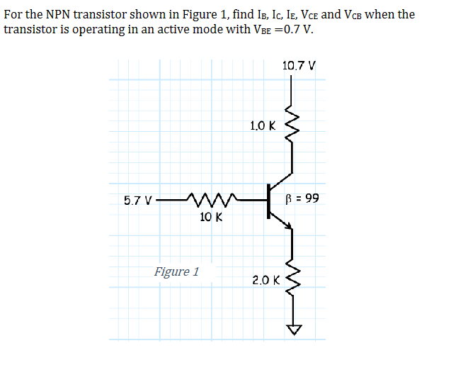Solved For the NPN transistor shown in Figure 1 , find | Chegg.com