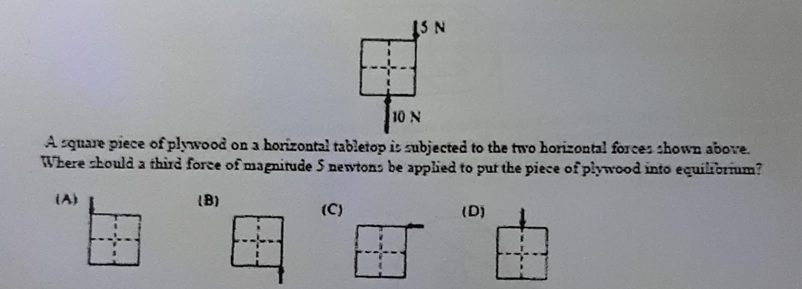 Solved A square piece of plywood on a horizontal tabletop is | Chegg.com