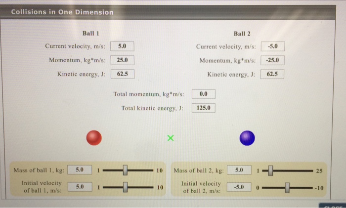Solved Collisions In One Dimension In This Simulation Choose 