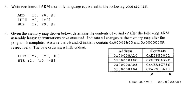 Solved ADD 3. Write two lines of ARM assembly language | Chegg.com