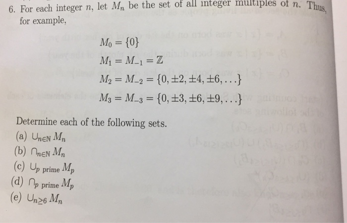 Solved Us 6 For Each Integer N Let Mn Be The Set Of All