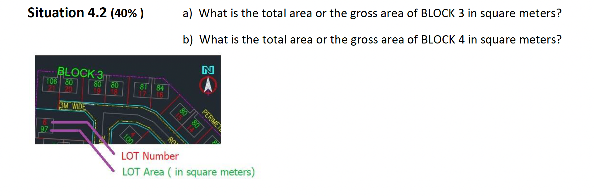 Solved a) What is the total area or the gross area of BLOCK | Chegg.com