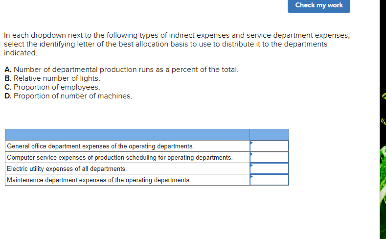 Solved In each dropdown next to the following types of | Chegg.com