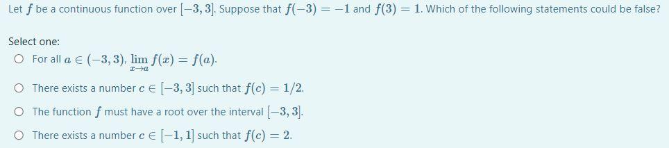 Solved Let f be a continuous function over [−3,3]. Suppose | Chegg.com
