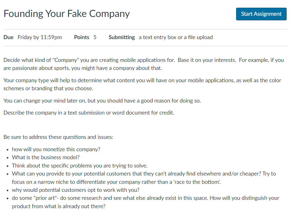 Solved Founding Your Fake Company Due Friday by 11:59pm | Chegg.com