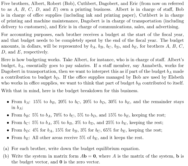 Solved Five brothers, Albert, Robert (Bob), Cuthbert, | Chegg.com