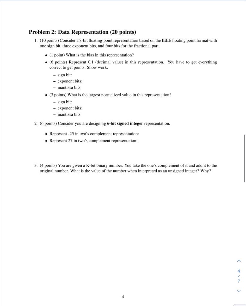 Solved 1 10 Points Consider A 8 Bit Floating Point 