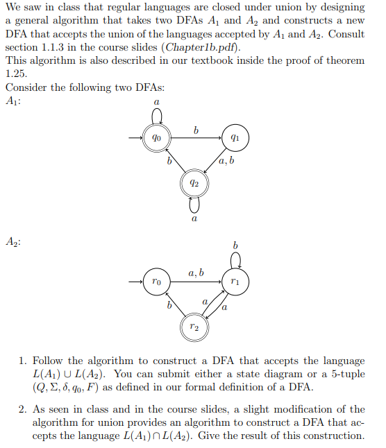 Solved We saw in class that regular languages are closed | Chegg.com