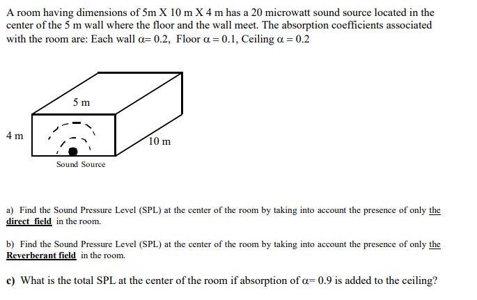 A room having dimensions of 5m x 10 m X 4m has a 20 | Chegg.com
