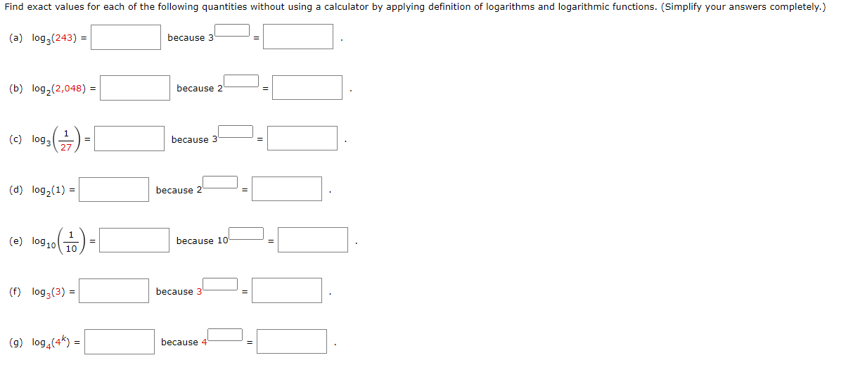 Solved Find exact values for each of the following | Chegg.com