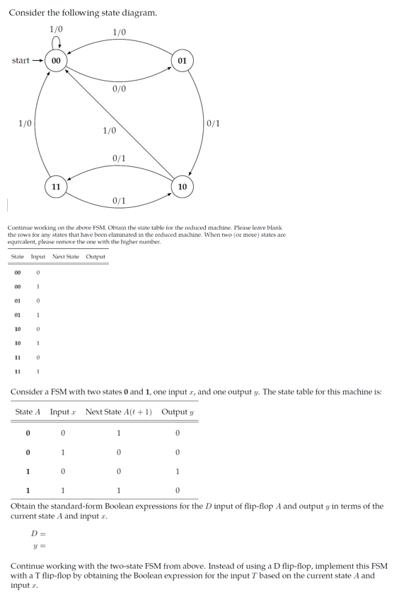 Solved Consider the following state diagram. 1/0 1/0 start - | Chegg.com