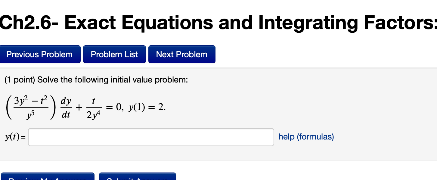 Solved Ch2.6- Exact Equations and Integrating Factors: | Chegg.com