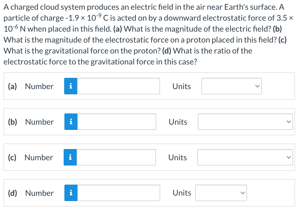 Solved A charged cloud system produces an electric field in | Chegg.com