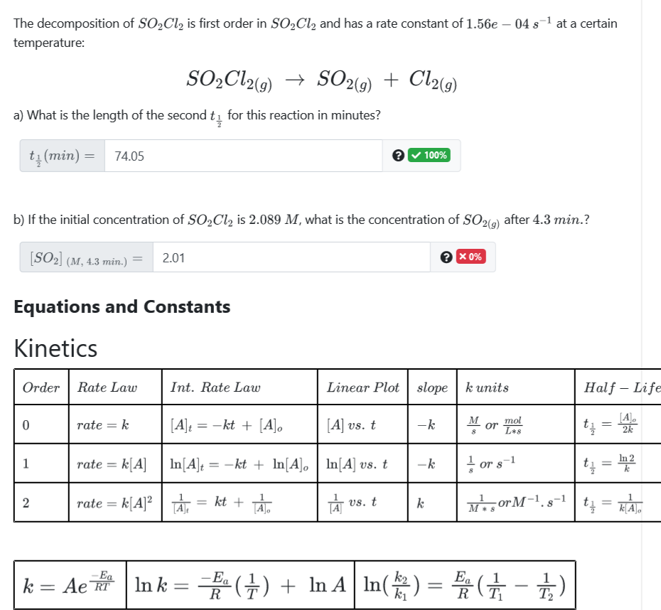 Solved The decomposition of SO2Cl2 is first order in SO2Cl2 | Chegg.com