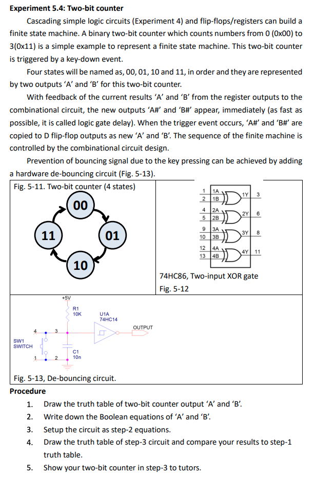 Solved Experiment 5.4: Two-bit counter Cascading simple | Chegg.com