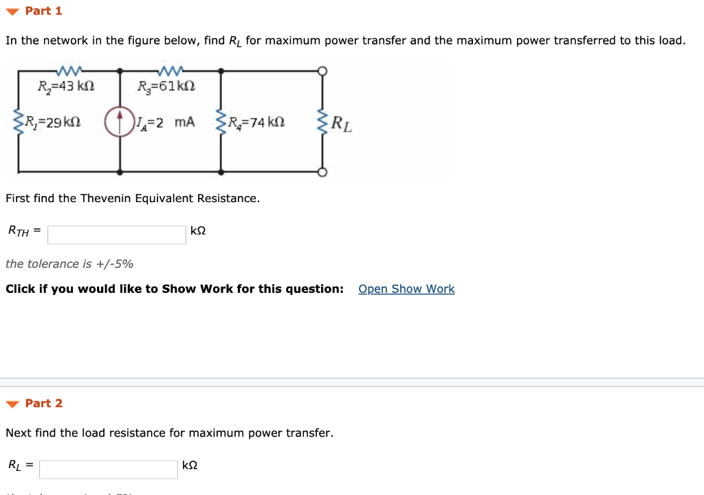 Solved Part 1 In the network in the figure below, find RL | Chegg.com