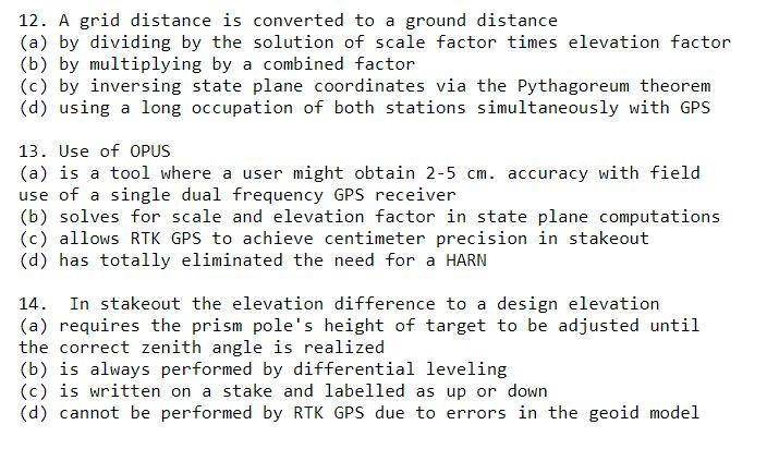 Solved 12. A grid distance is converted to a ground distance | Chegg.com