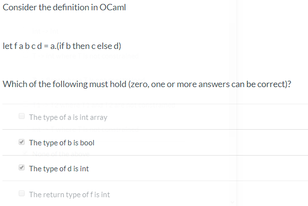 Solved Consider the definition in OCaml let fabcd=a.(if b | Chegg.com