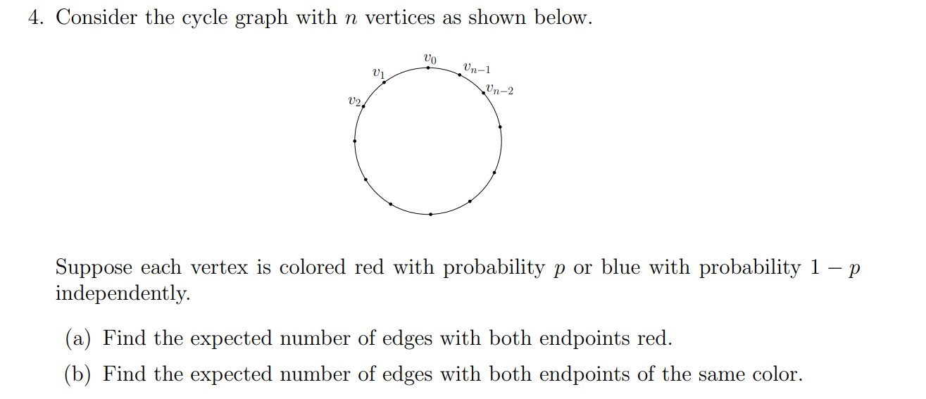 Solved 4. Consider the cycle graph with n vertices as shown | Chegg.com