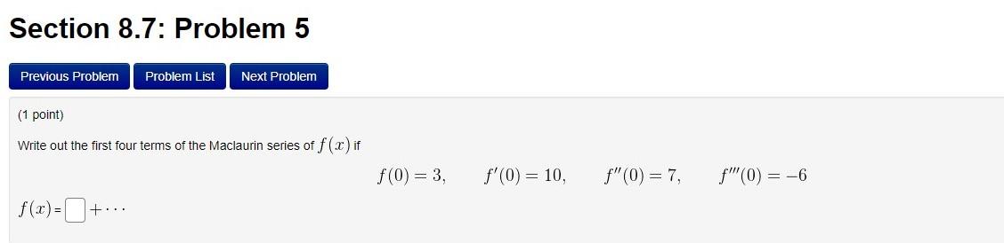 Solved Section 8.7: Problem 5 Previous Problem Problem List | Chegg.com