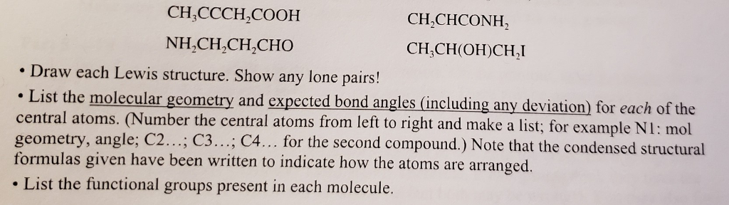 Solved CH,CCCH,COOH CH CHCONH CH,CH OH)CHI NH,CH,CH,CHO Draw | Chegg.com