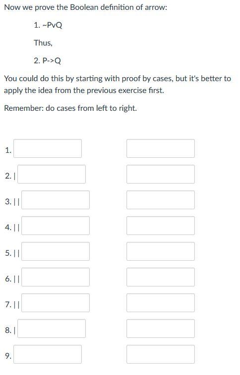 Solved Now we prove the Boolean definition of arrow: 1. | Chegg.com