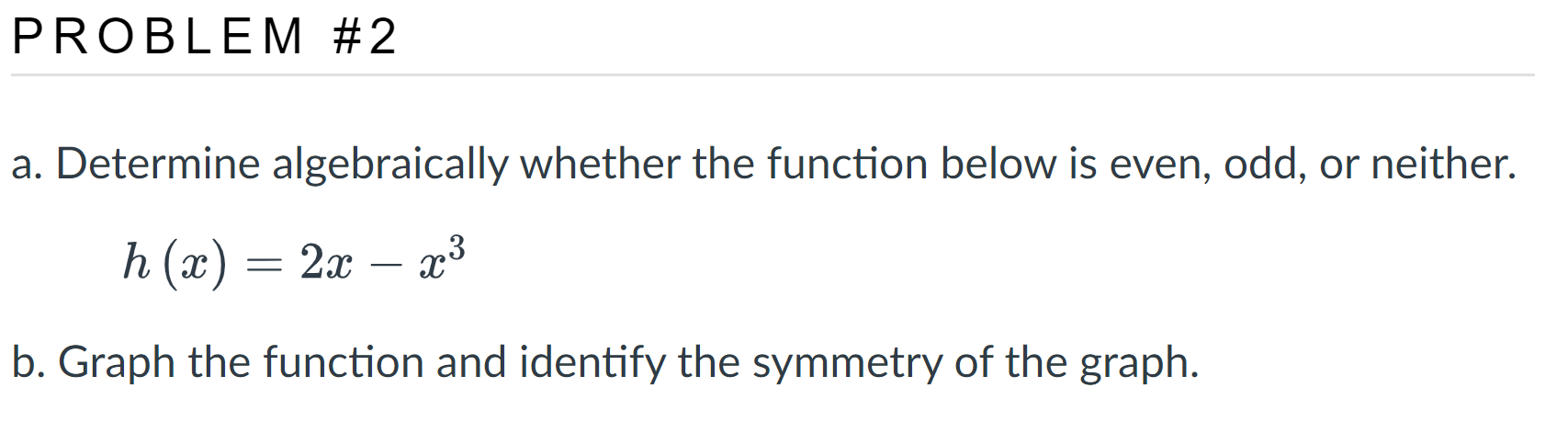 Solved PROBLEM #2a. ﻿Determine algebraically whether the | Chegg.com