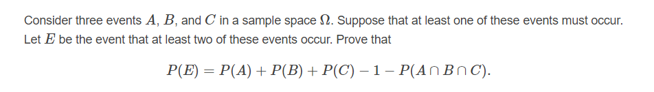 Solved Consider three events A, B, and C in a sample space | Chegg.com