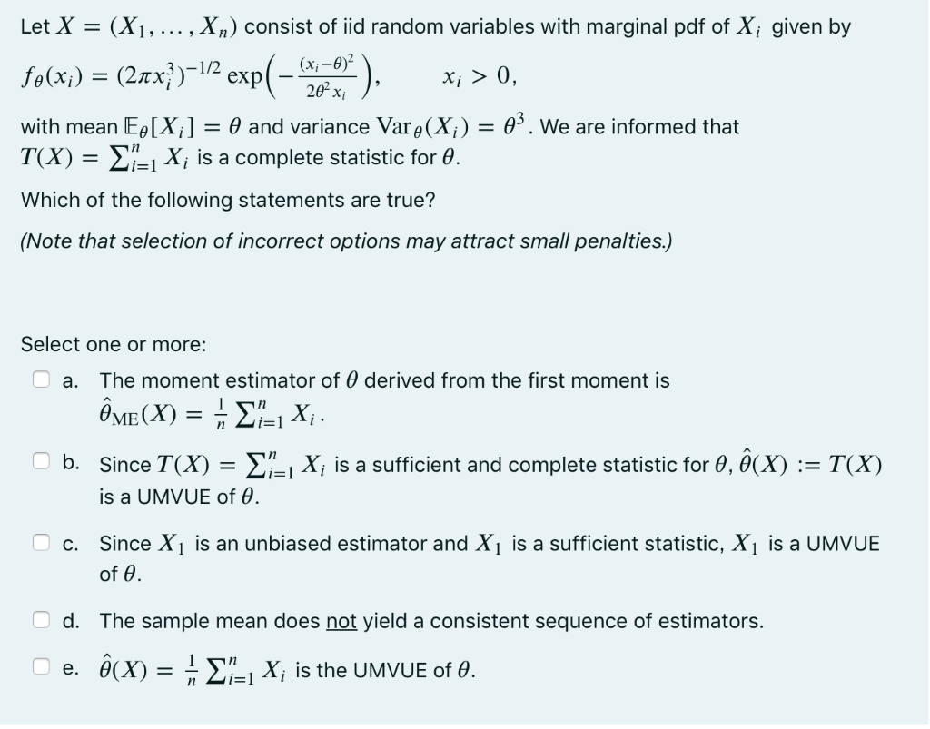 Solved = ?(-) 202 x; = Let X = (X1, ... , Xn) consist of iid | Chegg.com
