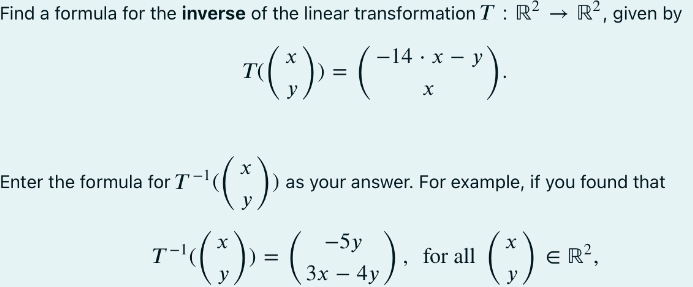 Solved Find a formula for the inverse of the linear | Chegg.com