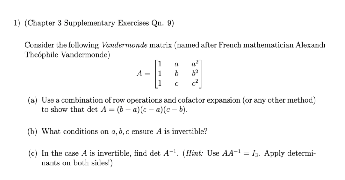 Solved 1) (Chapter 3 Supplementary Exercises Qn. 9) Consider | Chegg.com