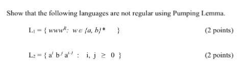 Solved Show that the following languages are not regular | Chegg.com