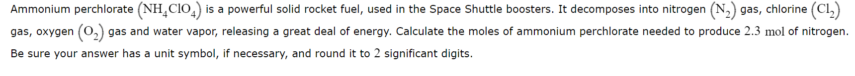 Solved Ammonium perchlorate (NH4ClO4) is a powerful solid | Chegg.com
