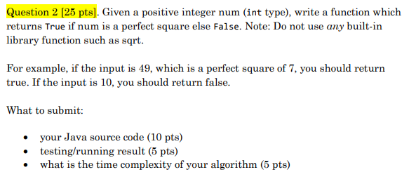 Solved Question 2 [25 pts). Given a positive integer num | Chegg.com Solved Question 2 [25 pts). Given a positive integer num | Chegg.com