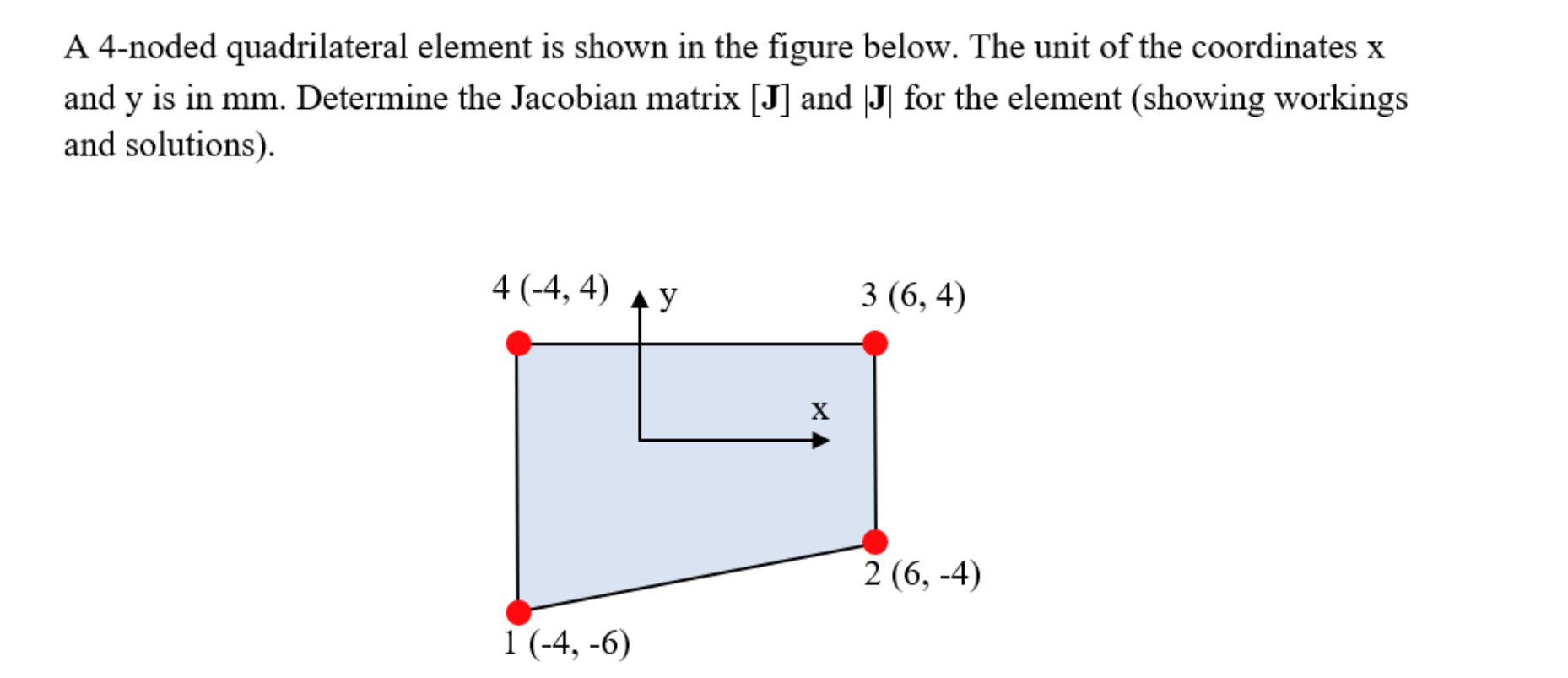Solved A 4-noded quadrilateral element is shown in the | Chegg.com