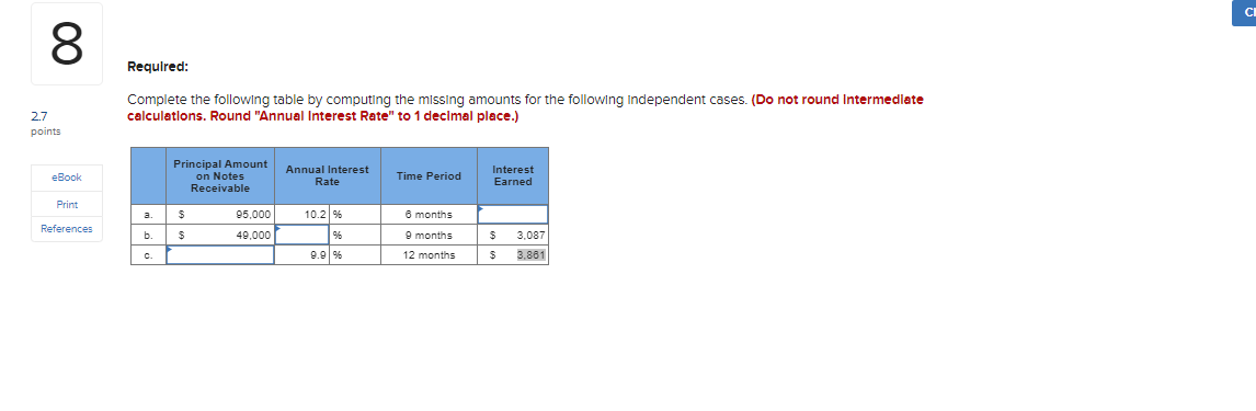 Solved Complete the following table by computing the missing | Chegg.com