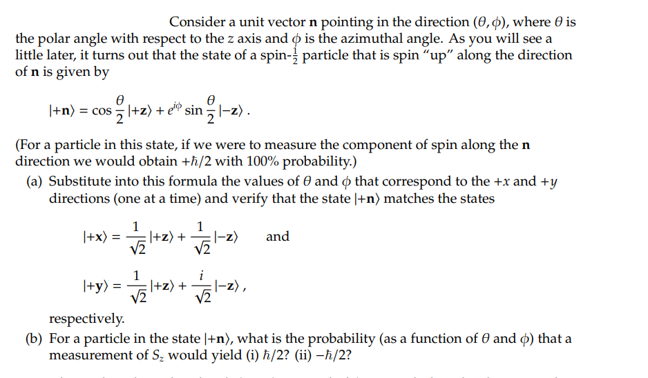 Solved Consider a unit vector n pointing in the direction | Chegg.com
