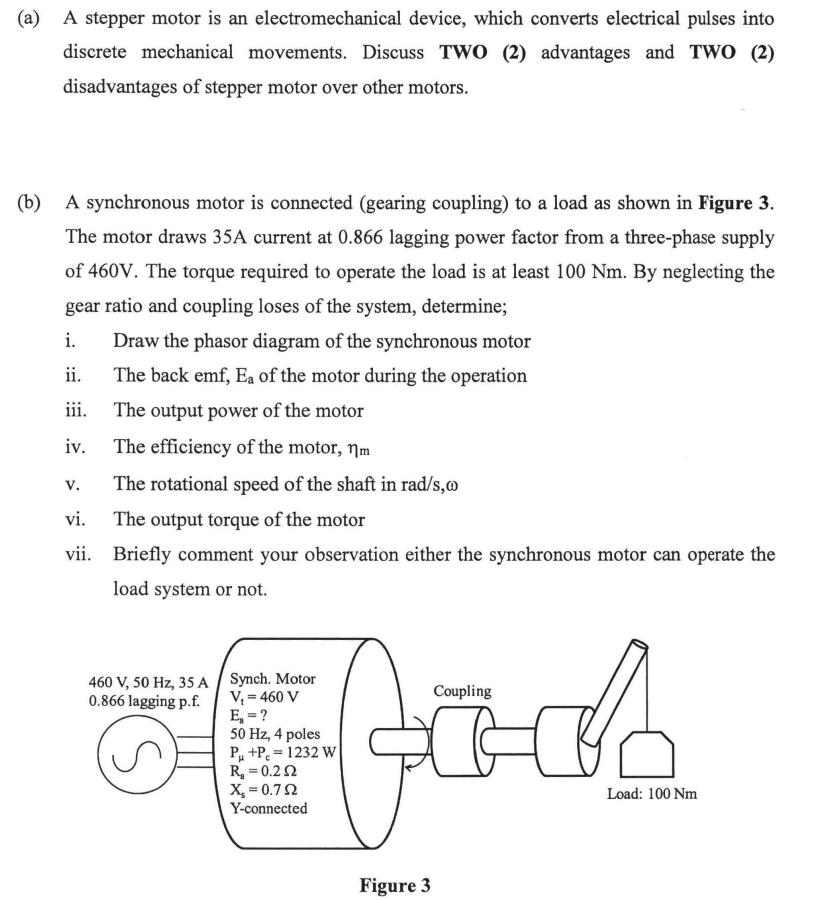 Solved (a) ﻿A stepper motor is an electromechanical device, | Chegg.com
