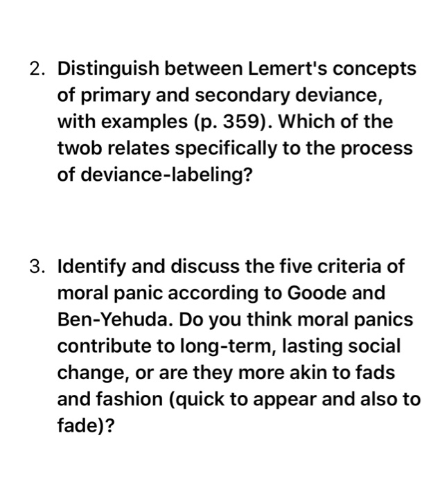 Solved 2. Distinguish between Lemert's concepts of primary | Chegg.com Solved 2. Distinguish between Lemert's concepts of primary | Chegg.com
