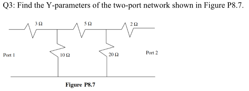 Solved Q3: Find the Y-parameters of the two-port network | Chegg.com