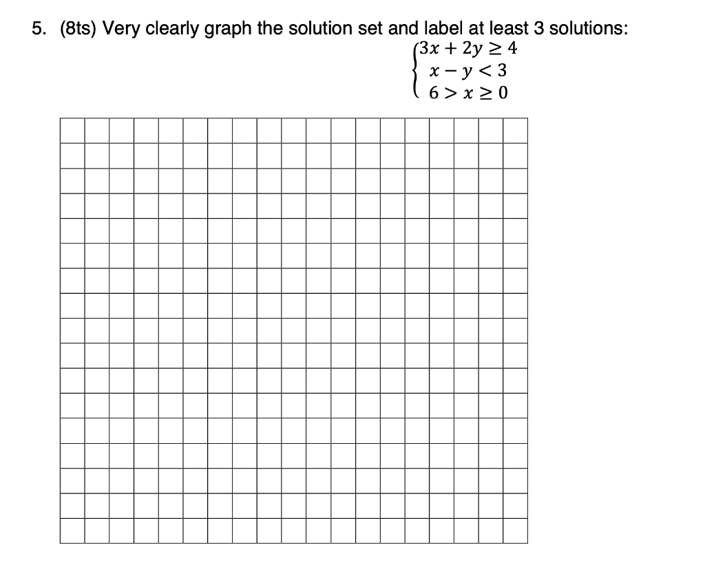 Solved 5. (8ts) Very clearly graph the solution set and | Chegg.com