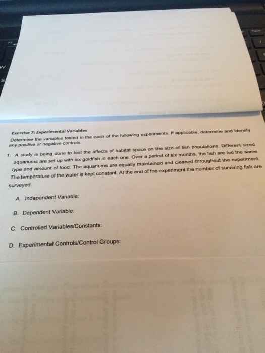 Solved Exercise 7: Experimental Variables Determine the | Chegg.com