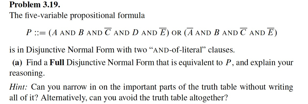 Problem 3 19 The Five Variable Propositional Formula