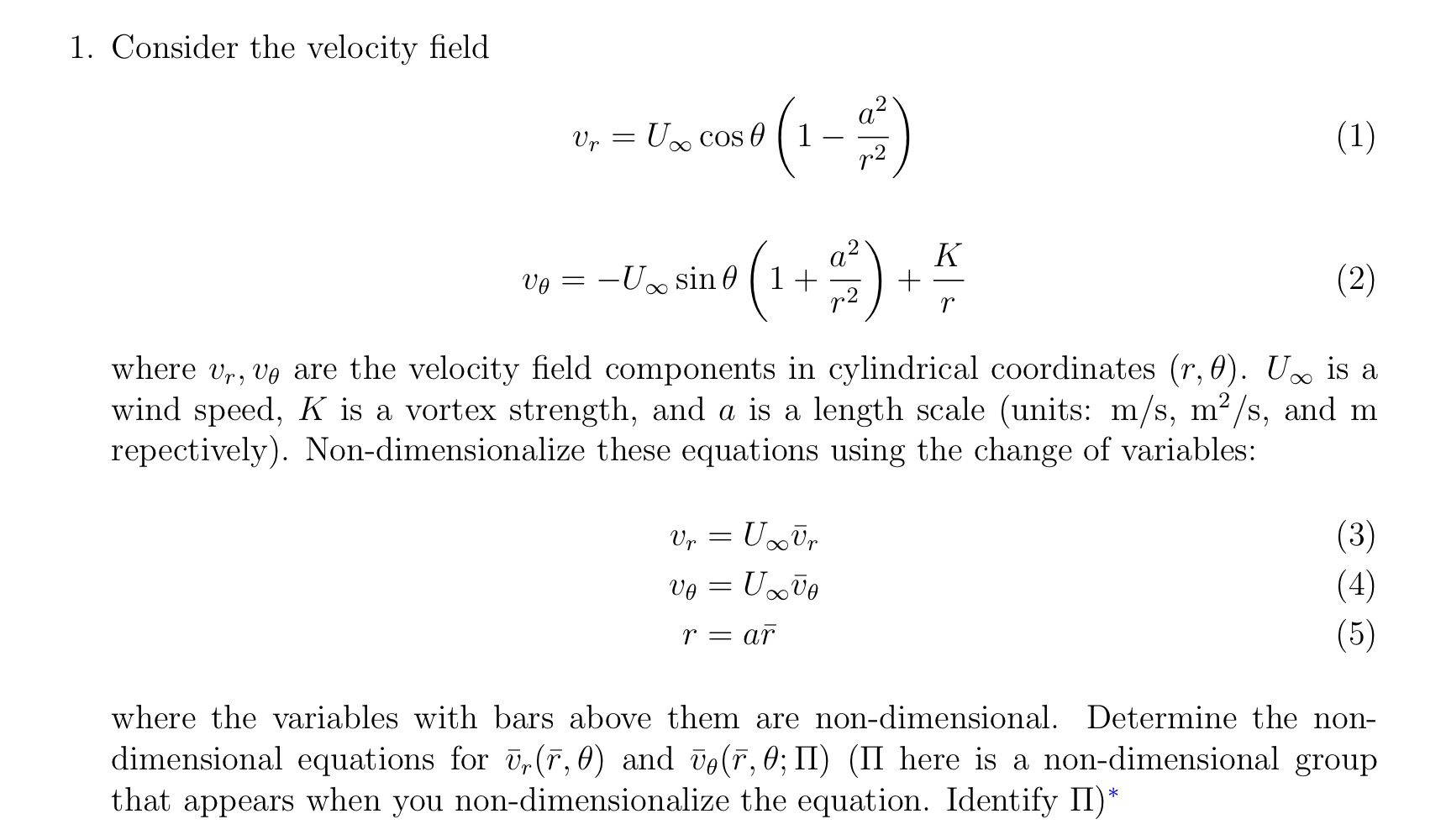 Solved 1. Consider the velocity field | Chegg.com