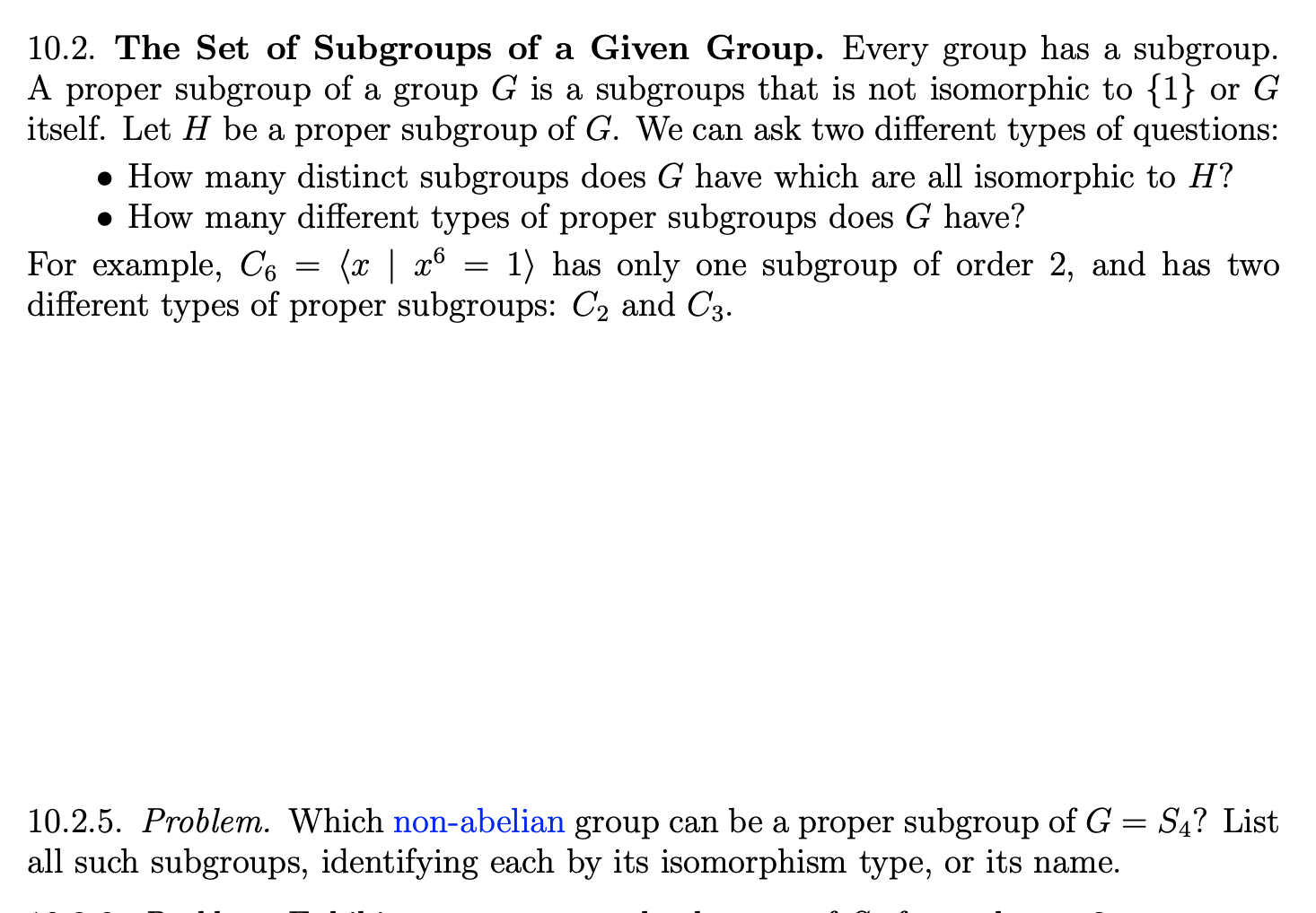 Solved 10.2. The Set of Subgroups of a Given Group. Every | Chegg.com