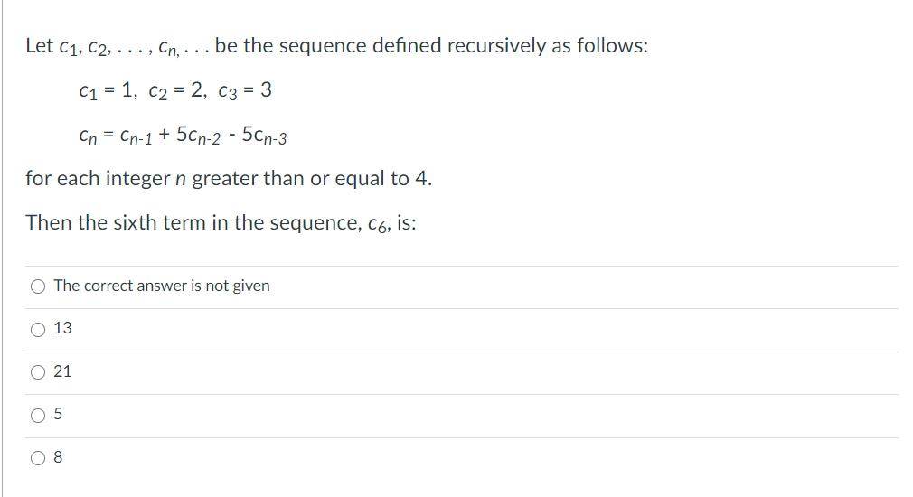 Solved Let C1, C2, ..., Cn, ... be the sequence defined | Chegg.com